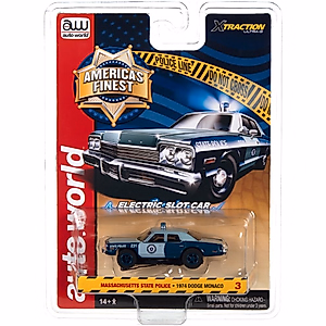 Auto World SC397-3 America's Finest Massachusetts State Police 1974 Monaco HO Scale Electric Slot Car - Blues