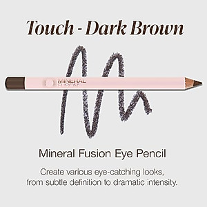 Mineral Fusion Eye Pencil, Dark Brown Eyeliner with Soothing Chamomile, Meadowfoam & Vitamin E, Velvety Smooth, Hypoallergenic Eye Makeup to Line & Define, Long-Lasting Eyeliner Pencil, Touch, 0.04 Oz