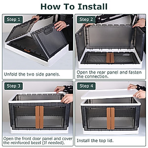 NewHome 2Pcs 32L Foldable Storage Bins with Lid Collapsible Stackable Closet Organizer Containers with Front Door Lock 4Pcs Wheels (30 CM, Green)