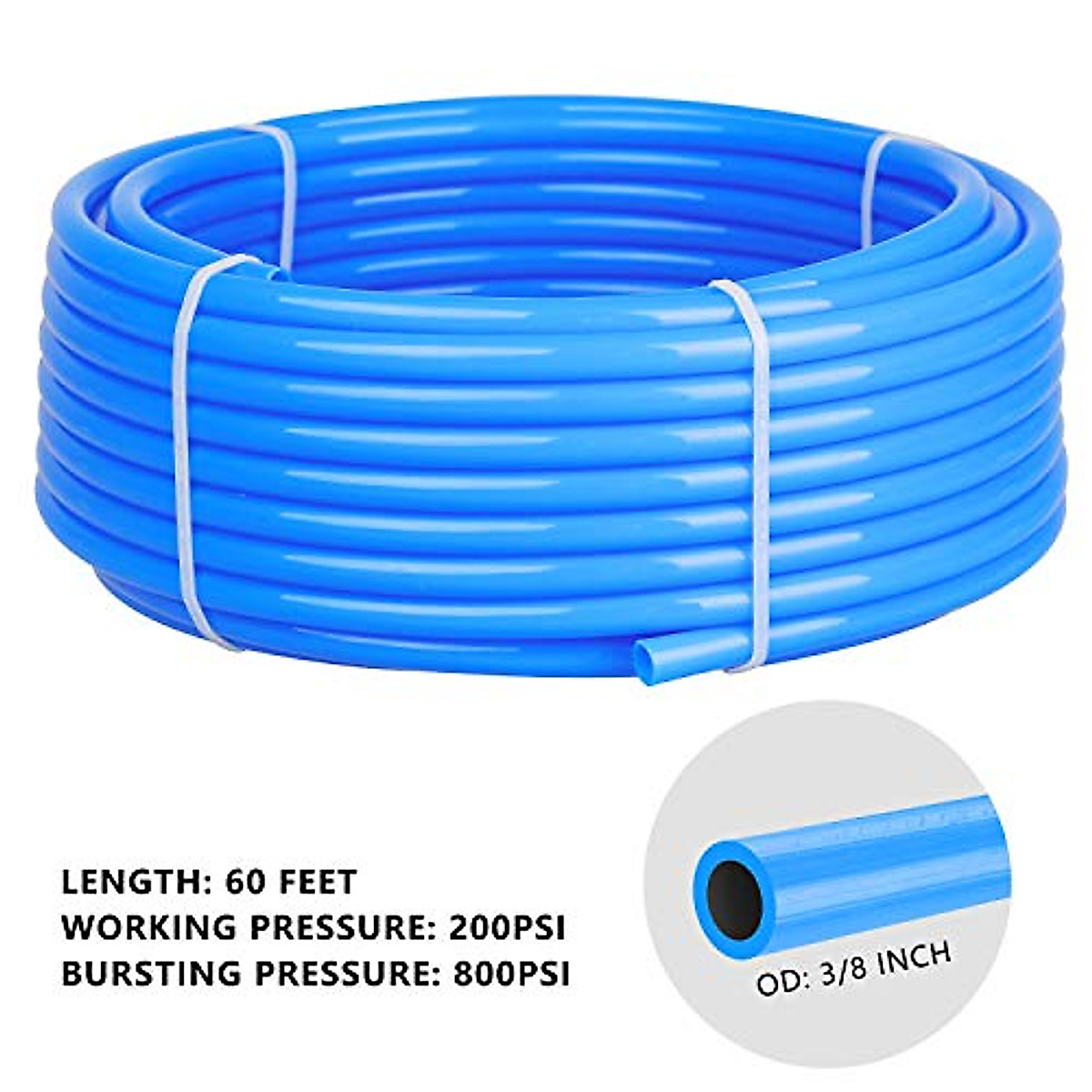 WYNNsky Shop Air Line Kit, 3/8 Inch (9.5MM) OD × 60 Feet Nylon Compressed Air Pipe, 200PSI, Cutter, Tees, Mounting clips, Connectors, 49PCS Garage Air Compressor Accessories Master Kit