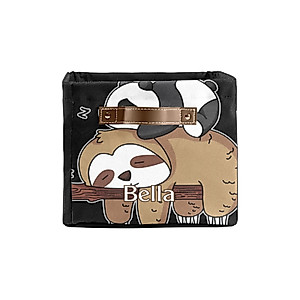 Cute Panda Sloth Personalized Storage Bins Basket Cubic Organizer with Durable Handle for Shelves Wardrobe Nursery Toy 1 Pack