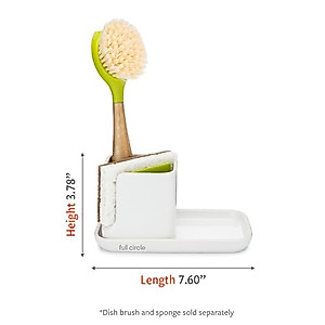 Full Circle Stash Ceramic Sink Caddy and Organizer, Green and White