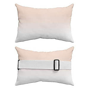 Recliner Head Pillow Ledge Loungers Chair Pillows with Insert Dreamy Peach Pink and White Gradient Lumbar Pillow with Adjustable Strap Outside Patio Decorative Garden Cushion for Bench Couch, 2 PCS