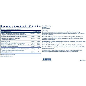 Klaire Labs Multi-Element Buffered C Powder with Quercetin Bioflavonoid & L-Glutathione to Support Immune Function & Antioxidant Protection, Hypoallergenic & Gentle on Stomach (65 Servings, 260 Grams)