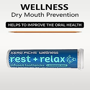 Xero Picks Wellness - Infused Flavored Toothpicks for Long Lasting Fresh Breath & Dry Mouth Prevention - 60 Picks - 3 Pack - Lavender Mint - Rest + Relax