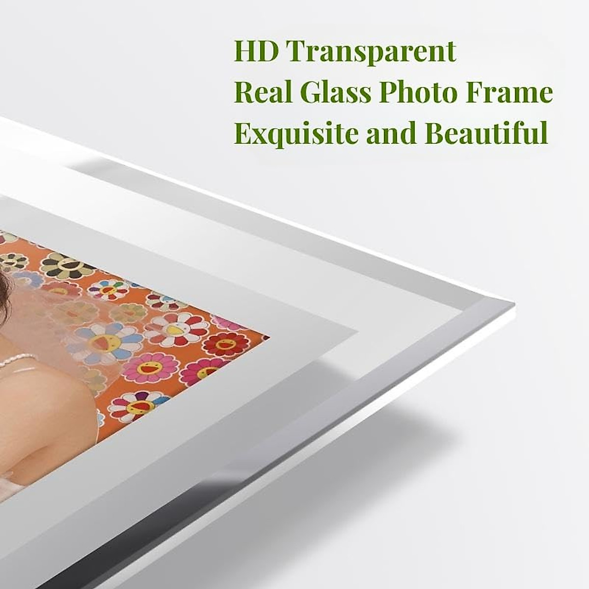 ZYUE 6x8 inch Picture Frame Made of Crystal Glass Display Pictures for Table Top Display and Wall Mounting Photo Frame Simple and Stylish Black