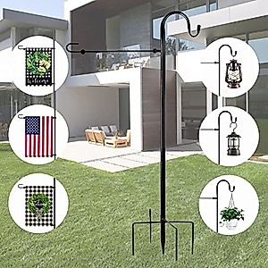 Garden Flag Holder Stand and Shepherds Hooks, 48 Inch Height with 1/2 Inch Thick Metal Garden Flag Pole-Outdoor Lawn Yard Flag Holder Stake for Small Flag 12x18, Solar Lights-Mini Flag Holder (1)