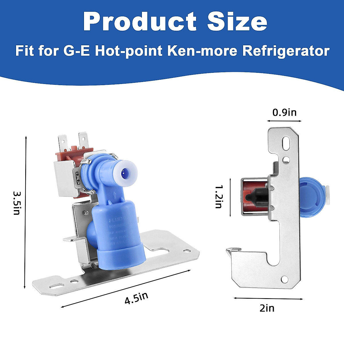 WR57X10033 riv-11ae-2 Refrigerator Icemaker Water Inlet Valve Compatible with G-E Hot-point Ken-more 1/4" Inlet Fitting Icemaker Water Inlet Valve Replaces WR57X0093-1 Year Warranty By Fetechmate