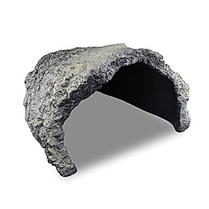 Gray Reptile Rock Cave Habitat Hide – Premium Non-Toxic Resin for Aquariums & Terrariums – Large Size