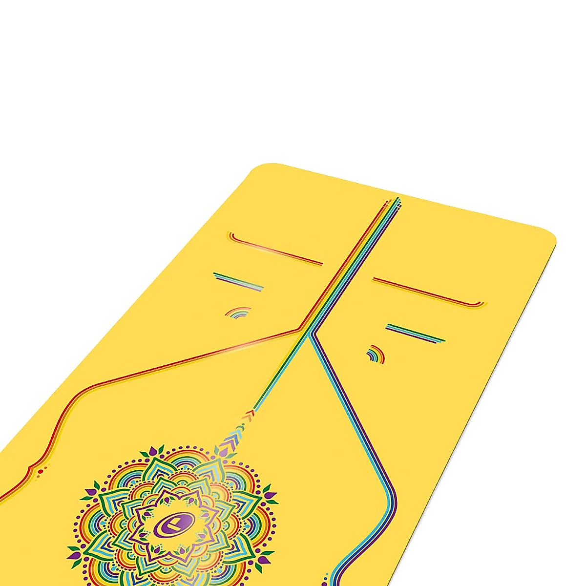 LIFORME Printed Yoga Mat & Travel Mat Bundle Pack – Patented Alignment System, Eco-Friendly, Non-Slip Warrior-Grip, Made with Natural Rubber, Thick, Sweat Resistant, Comfortable - Yellow/Yellow