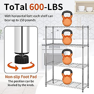 BLKMTY 4-Tier Storage Shelves Wire Rack Metal Shelving Unit, Freestanding Shelf Adjustable Metal Shelves for Storage Rack Kitchen Pantry Closet Laundry Bathroom, 36" L x 14" W x 54" H, Chrome