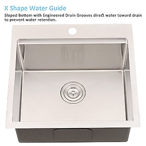 21 Inch Drop in Bar Sink Workstation-Bokaiya 21x20 Small Topmount Bar Sink Stainless Steel Drop In Sink 16 Gauge Outdoor RV Single Bowl Kitchen Bar Sink