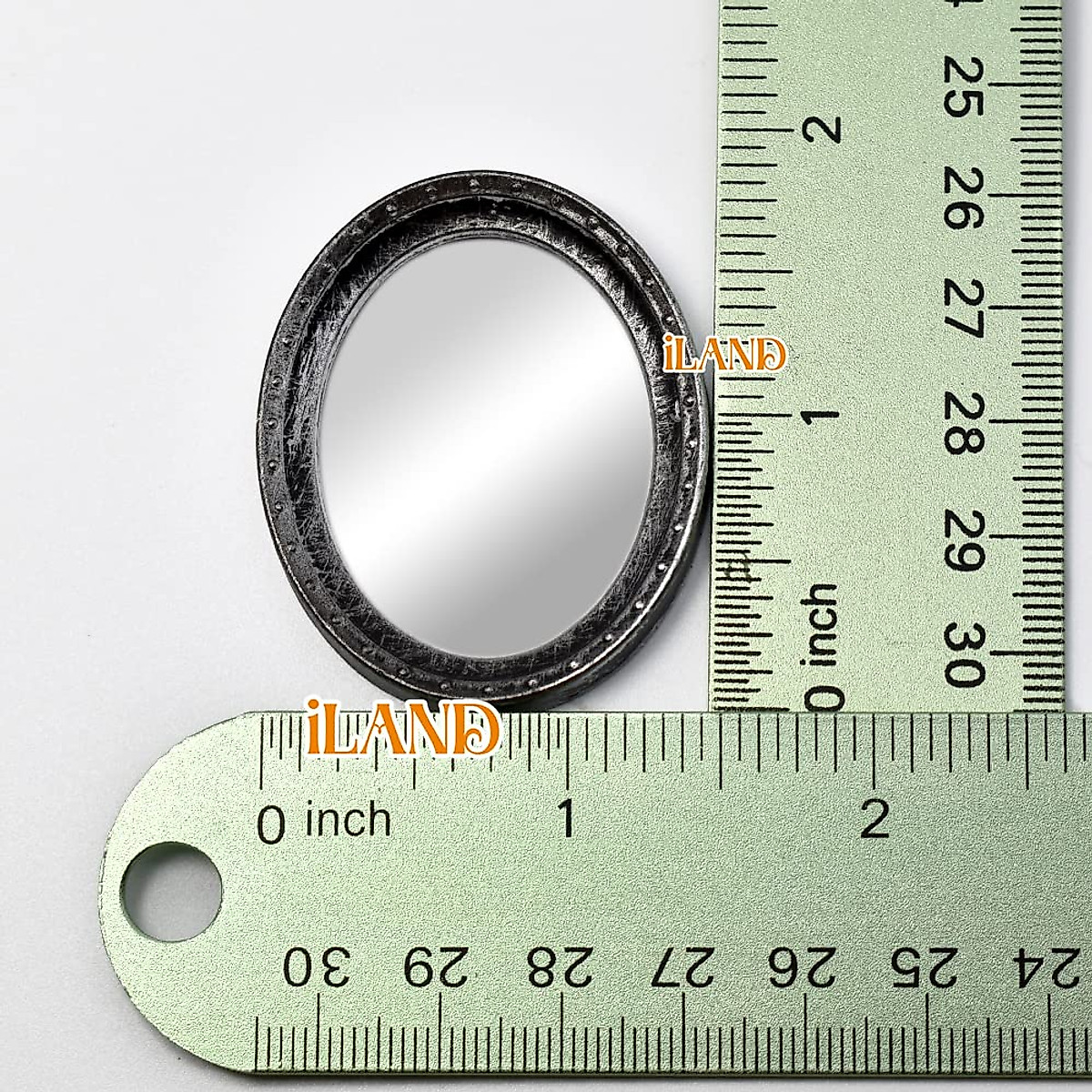 iLAND Mini Mirrors, Dollhouse Accessories on 1:12 Scale, Framed Glass Miniature Mirror (Dark Silver 4pcs)