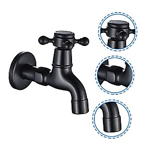 Gadpiparty 4pcs Wall Mount Basin Faucet Kitchen Wall Mount Faucet Tub Accessories for Bathtub Black Shut Off Valve Wall Mount Mop Pool Tap Boat Tap Single Cold Water Bar Sink Copper