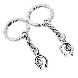 50 Pieces Keychain Keyring Door Car Key Chain Ring Tag Charms Supplies VC2N1F Horseshoe Horse Hoof