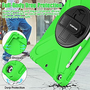 BRAECNstock for Apple iPad 9th 8th 7th Generation Case 2021 2020 2019 Shockproof iPad 10.2 Case Cover with Screen Protector Pen Holder Rotating Stand+Hand Strap Kids Case for iPad 9th 8th Gen - Green