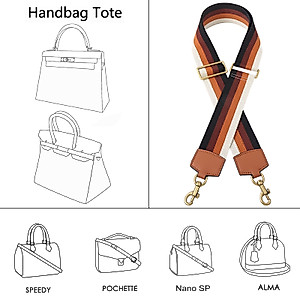 HUADEK Purse Strap Replacement Crossbody Handbag Stripe Wide Adjustable (shoulder strap Brown Leather Head（P-5）)