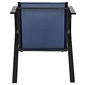 Flash Furniture Brazos Series Outdoor Stackable Patio Chairs with Flex Comfort Material, Stacking Outdoor Modern Sling Patio Chairs, Set of 4, Navy