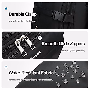 TRAVELHEART Travel Backpack for Women and Men - Large Expandable 45L with Shoe Compartment - Carry On Backpack for Airplanes - Flight Approved - Personal Item Size, Black