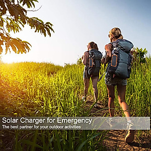 Solar Charger Power Bank, 15,000mAh External Battery Pack with Dual USB Ports and 6 LED Strong Light Flashlight，for iPhone, Smartphones, Tablets, Digital Cameras and More.