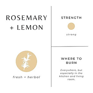 Slow North Rosemary + Lemon Candle (8 oz) Scented with Essential Oils Soy Wax Candle, 100% Pure, Reusable Frosted Glass Tumbler with Cork Lid, Cotton Wick, Hand-poured in USA