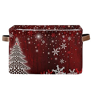 WIHVE Storage Basket Christmas Tree Snowflake Decorative Basket Rectangular Storage Bin Organizer Basket with Handles