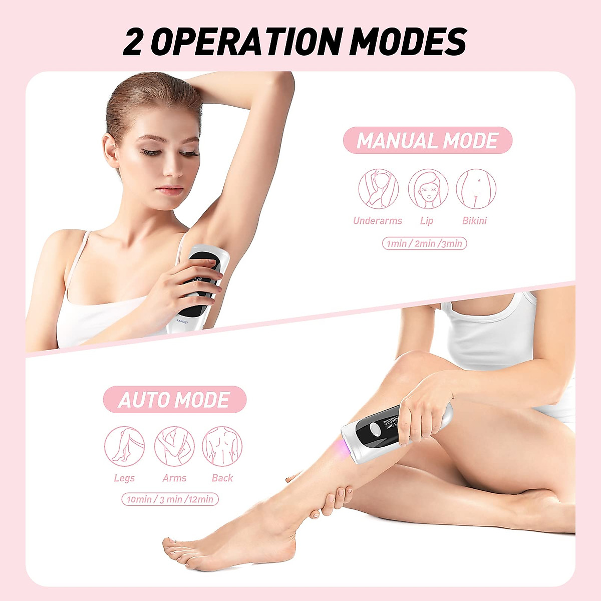 LANGQII IPL Hair Removal Device - Permanent Hair Removal for Women - Bikini Legs Armpit Facial Hair Removal 999,999 Flashes