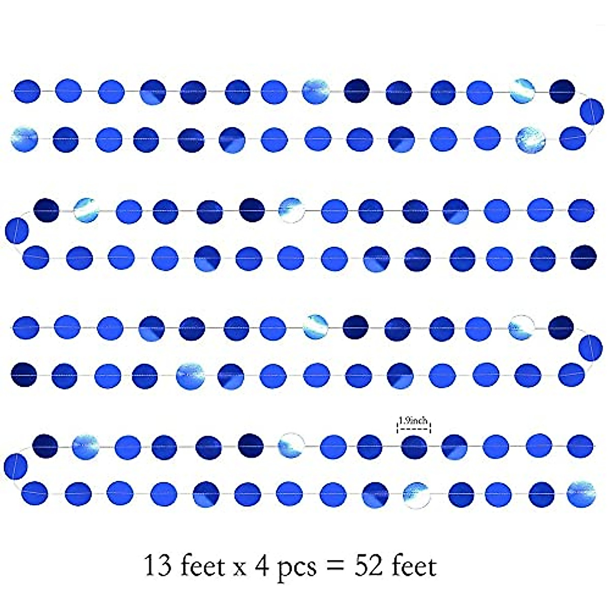 Decor365 Bling Royal Blue Circle Dots Garland Paper Hanging Polk Dot Streamer Party Decoration Bunting Banner Backdrop for Birthday/Wedding/Baby Shower/Graduation/Bridal Shower Party Supplies