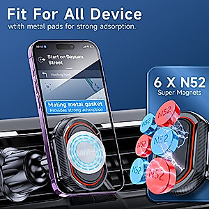 MMY [4 in 1 Phone Mount for Car,Car Phone Holder Mount + [Strong Magnets] Magnetic Phone Holder for Car, [Super Stable & Easy] Upgraded Car Vent Phone Mount Compatible with All Smartphones