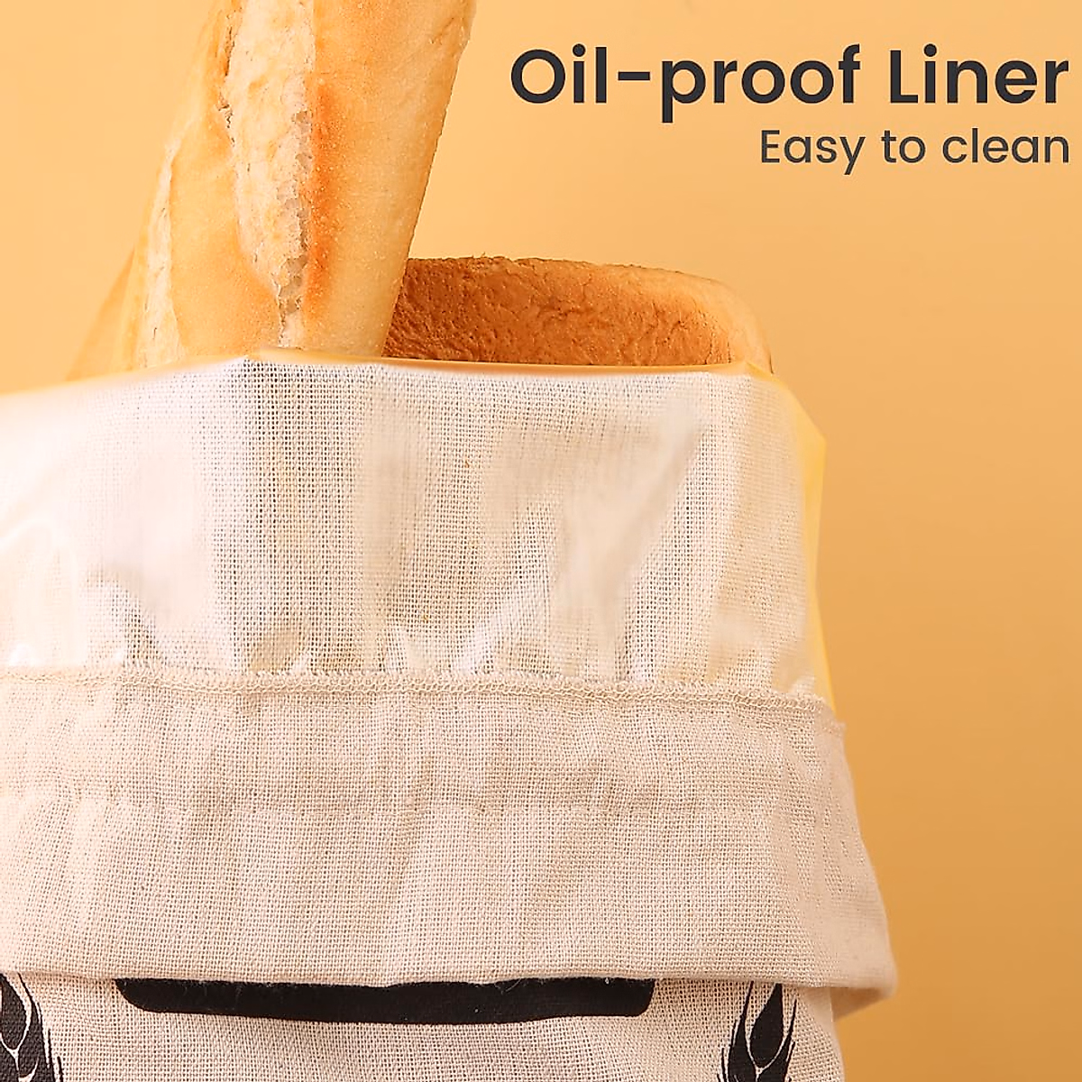 CIVJET 2pk Reusable Linen Bread Bags with TPU Lining, 17" x 13", Beige, Drawstring Closure, 2 Count