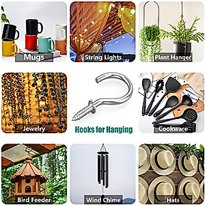 Hulless 1 Inch Metal Cup Hooks Ceiling Screw Hooks 120 Pcs for Attachment and Suspension, Silver