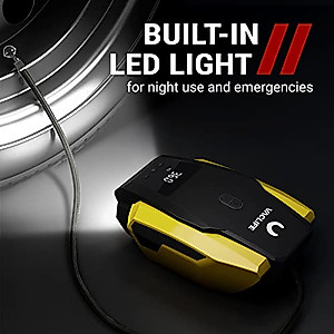 VacLife Tire Inflator Portable Air Compressor - Air Pump for Car Tires (up to 50 PSI), 12V DC Tire Pump for Bikes (up to 150 PSI) w/ LED Light, Digital Pressure Gauge, Model: ATJ-1166, Yellow (VL701)