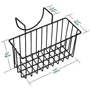 Damita Kitchen Sponge Holder Sink Basket Sink Caddy Brush Dishwashing Liquid Drainer Rack Black, Small (7"x 2.7"x 3.5")