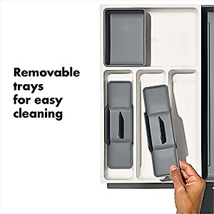 OXO Good Grips Kitchen Drawer Organizer, Expandable Utensil, White