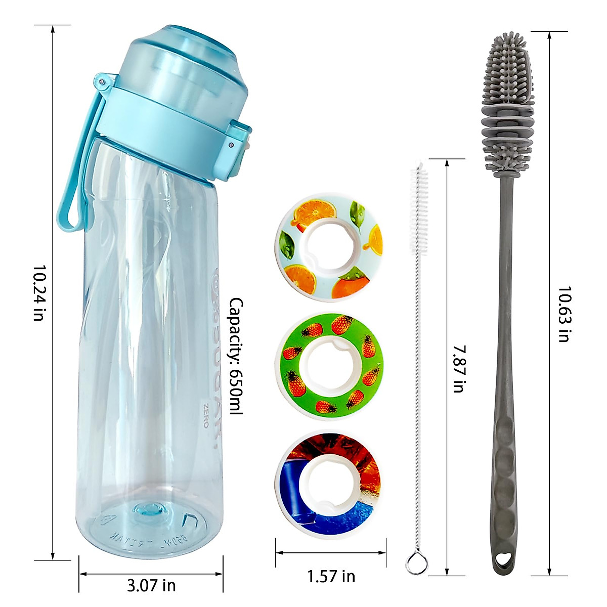 ECENUR Air Water Bottle,650 ml Drinking Bottle with Flavor Pods, Water Bottle Starter Set, Leak-proof Water Cup for Gym, Running, Outdoor, Sports Bike Water Bottle