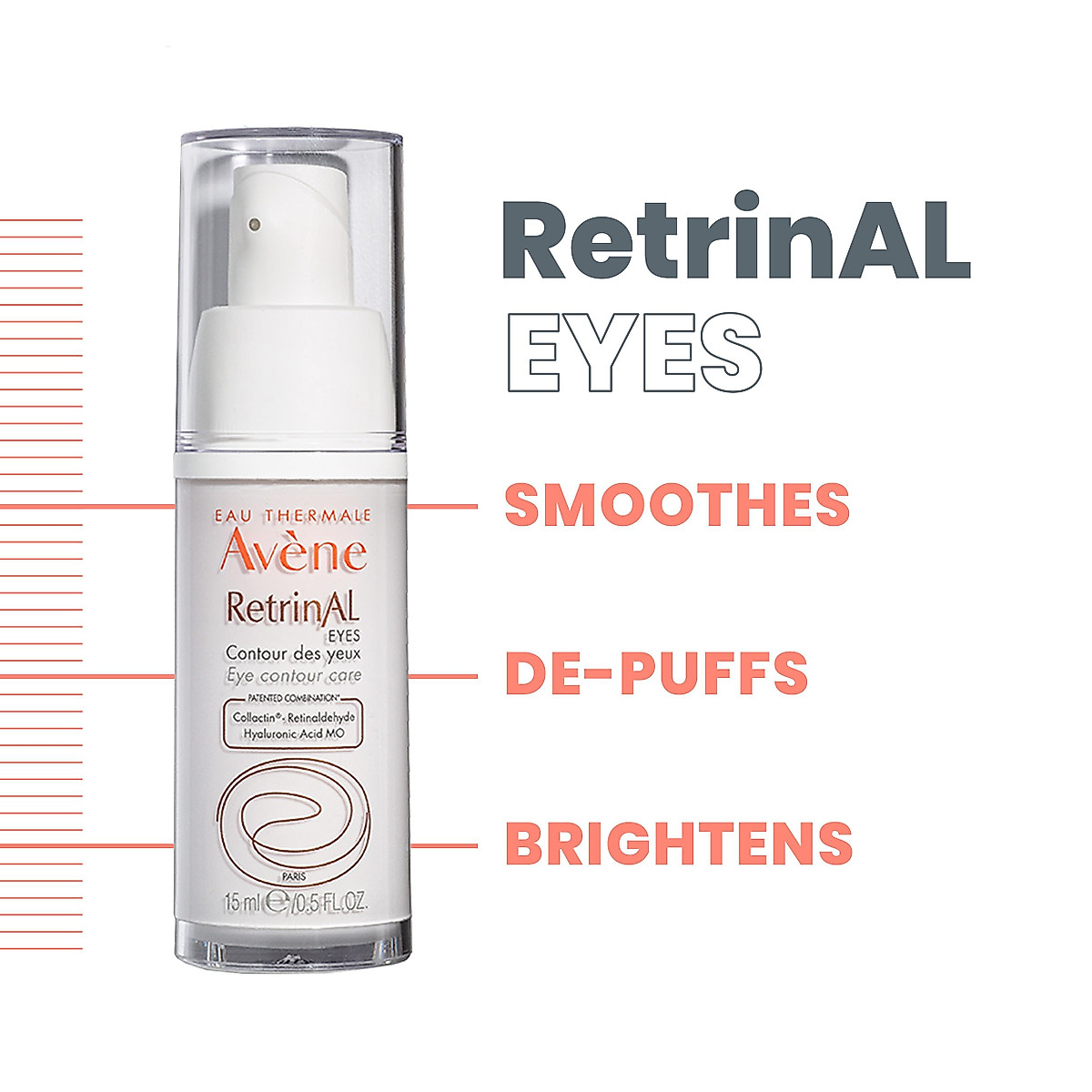 Avene RetrinAL EYES, Retinaldehyde & Hyaluronic Acid MO, Reduce the Appearance of Fine Lines, Puffiness, Dark Circles, 0.5 Oz