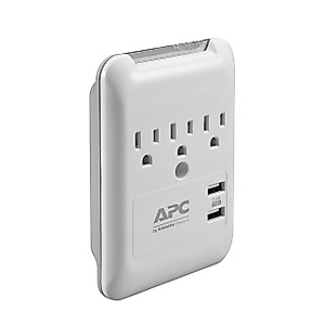APC Wall Outlet Surge Protector with USB Ports, PE3WU3, (3) AC Multi Plug Outlet, 540 Joule Surge Protection