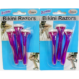 2 Packs of Bikini Razors Total 6 Pieces Ideal For a Brazilian Shave Personal Women's Ladies Bikini Shaver