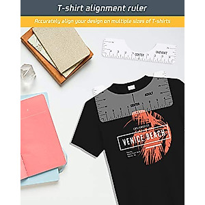6 Pcs T-Shirt Ruler Guide Alignment Tool to Center Designs T-Shirt for Adult Youth Toddler Infant (Transparent)