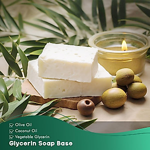 EDSRDRUS 2LB Unscented Glycerin Soap Base DIY Handmade Soap Moisturizing Melt and Pour Soap Base for Crafting, Vegetable Glycerin & Coconut Oil, Easy to Cut (White, 2LB)