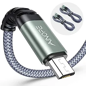 2-Pack Micro USB Cable [6.6ft], Unbreakable Android Micro USB Charging Cable, AINOPE Micro USB Fast Charging Cords for Android Nylon Compatible with Samsung Galaxy S6,J7 Edge Note 5, Kindle
