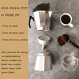 Vaolvpant 14 Cup Aluminum Moka Pot Classic Stovetop Espresso Coffee Maker 700ml 23oz Coffeemaker Percolator Moka Express Classic Cafe Maker for Italian and Cuban Café Brewing Silver