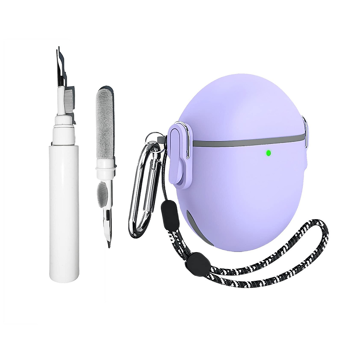 CASEVERSE Case for Google Pixel Buds Pro with Snap Switch Security Clip, with Cleaning Pen Protective Purple Pixel Buds Pro Case with Carabiner & Lanyard