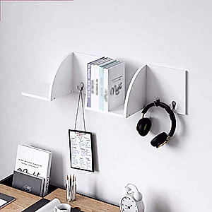 PIBM Stylish Simplicity Shelf Wall Mounted Floating Rack Shelves Partition Bookshelf Simple Hook up Coat Rack Living Room Bedroom,2 Colours, White , 82.3x20x20cm