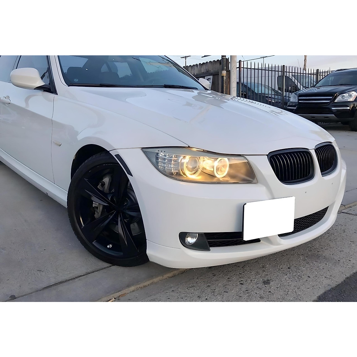 iJDMTOY Euro Dark Smoked Lens Front Bumper Side Markers Compatible With 2009-2012 BMW E90/E91 3 Series LCI Models, Replace OEM Amber Yellow Reflector Assy