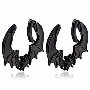 DOEARKO 2PCS Bat Ear Weights for Stretched Ears Gauges Ear Plugs Body Piercing Tunnels 316 Stainless Steel Hypoallergenic Body Jewelry (6G(4mm), Black)