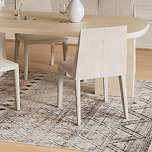 OMERAI Washable Rugs 5x7 Boho Washable Rug Anti-Slip Backing Soft Woven Washable Rug for Living Room, Bedroom, Home Decor, Beige Washable Area Rug (5'x7', Khaki)