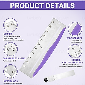 12 Inch Stainless Steel Cake Scraper, Leveler and Smoother, Icing Spatula, Perfect Tool for Icing, Frosting, Cream Edge. Adjustable Kitchen Spatula for Mousse, Cheese & Cream Cake