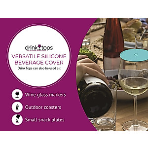 Drink Tops Tap and Seal Outdoor Drinking Glass Cover - Gently Suctions to Glasses to Keep Particles Out & Reduce Splashing - Perfect for Wine Glasses, Coffee/Tea Mugs & Glasses - Vintage Pinot