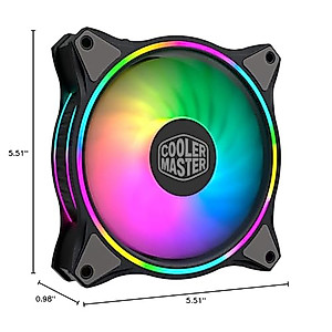 Cooler Master MasterFan MF140 Halo Duo-Ring Addressable RGB Lighting 140mm Fan, Absorbing Rubber Pads, PWM Static Pressure for 5V 3-Pin ARGB,NOT Work with 4-pin RGB or RGB+12V (Gen-2 MF140 Halo)